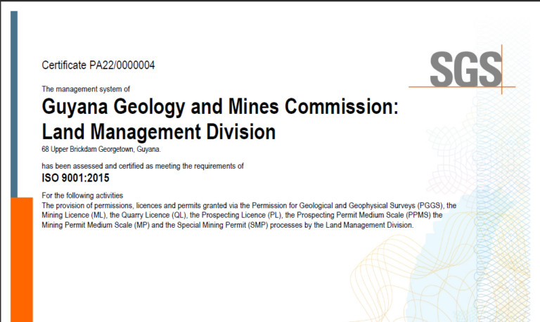 ISO 9001:2015 Certification – Land Management Division – GGMC